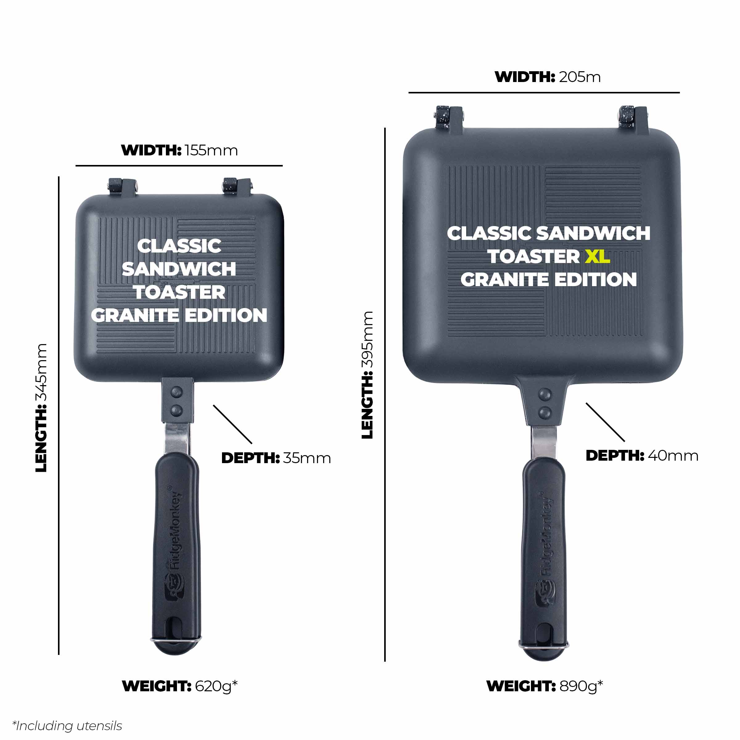 RidgeMonkey Classic Sandwich Toaster Inc Utensils (New Granite Edition)